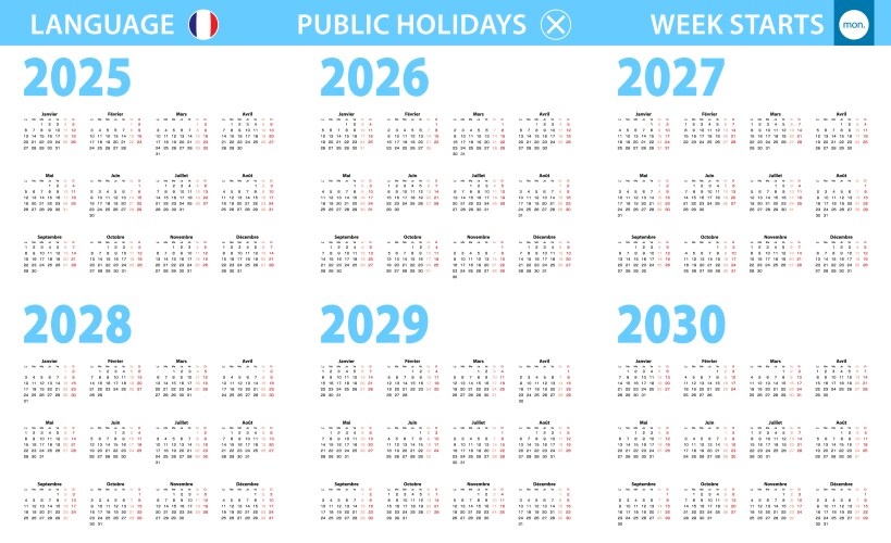 2026 calendar in french language week starts from – Royalty-Free Vector ...