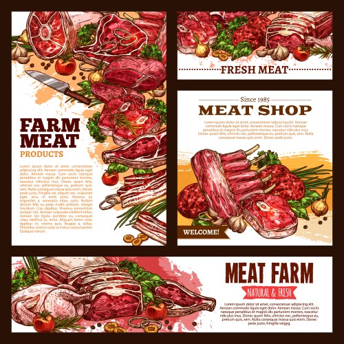 Meat products banners Royalty Free Vector Image