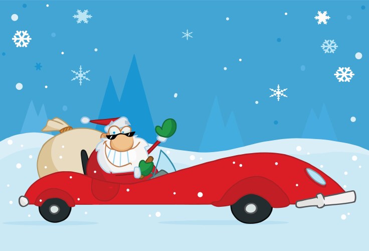 Santa claus driving a car Royalty Free Vector Image