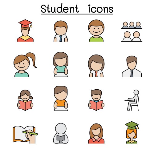 Teacher icon set in thin line style Royalty Free Vector