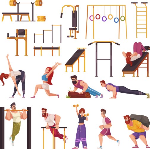 Workout cartoon set Royalty Free Vector Image - VectorStock