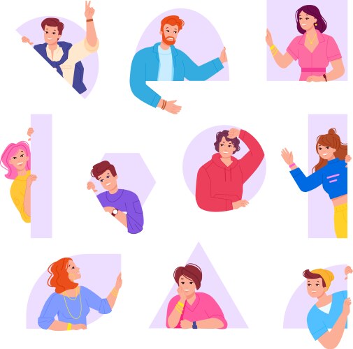 Curious People Peeking Royalty Free Vector Image