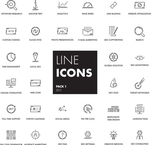 Exploratory Research Infographics Linear Icons Vector Image