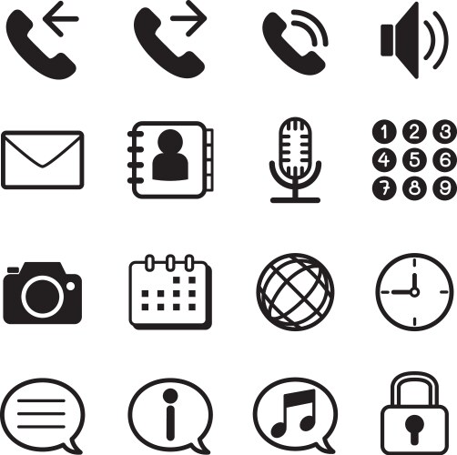 Phone icon telephone mobile and call symbols set Vector Image