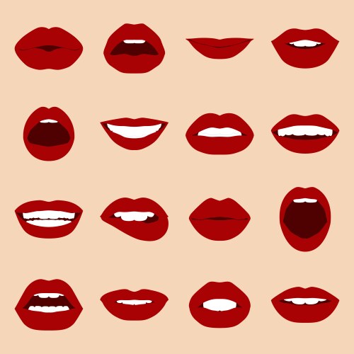 Mouth sync talking mouths lips for cartoon Vector Image