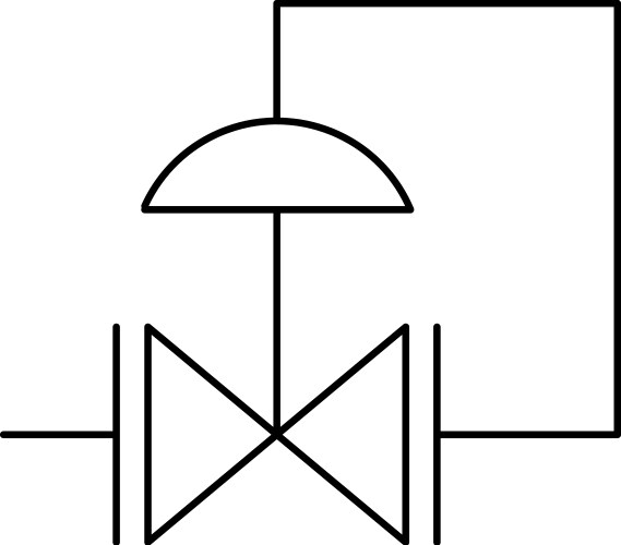 Pressure reducing regulator valve symbol icon Vector Image