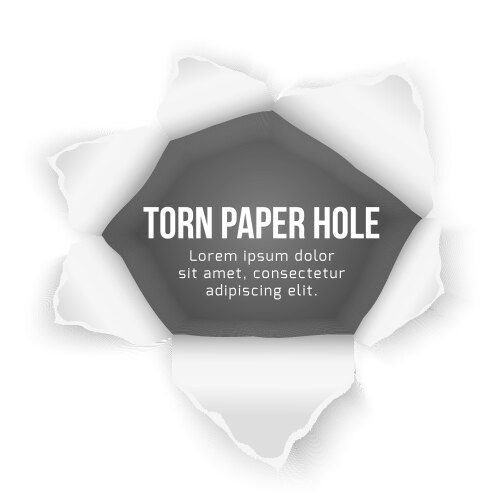 Hole torn in ripped paper Royalty Free Vector Image