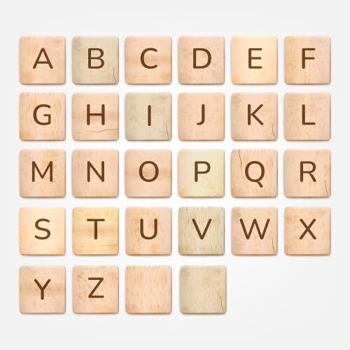 Tile alphabet for puzzle word game Royalty Free Vector Image