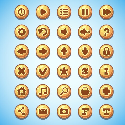 Mobile game ui collection of icons and buttons Vector Image