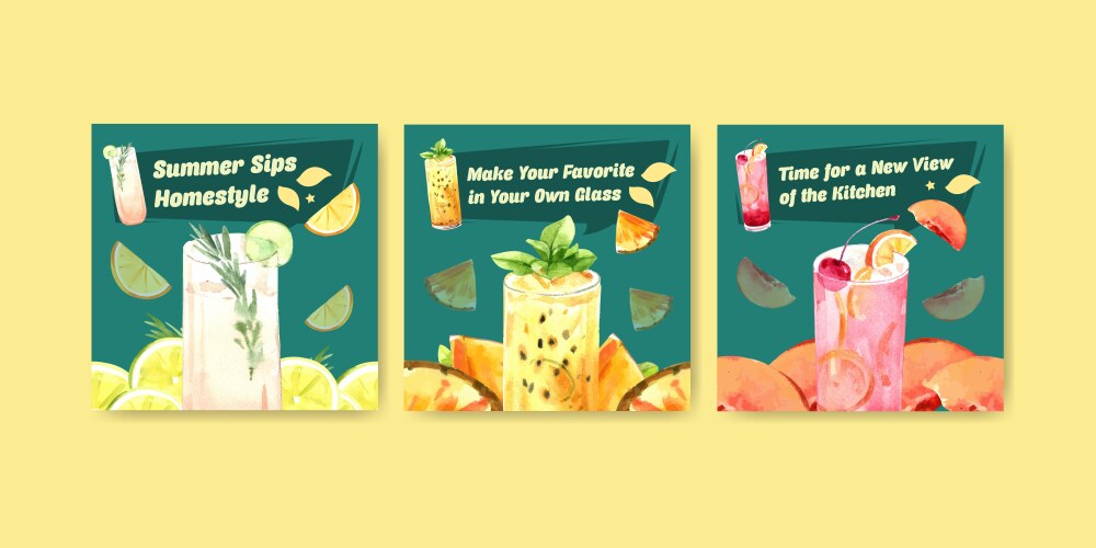 Summer drink poster template design for cocktail Vector Image