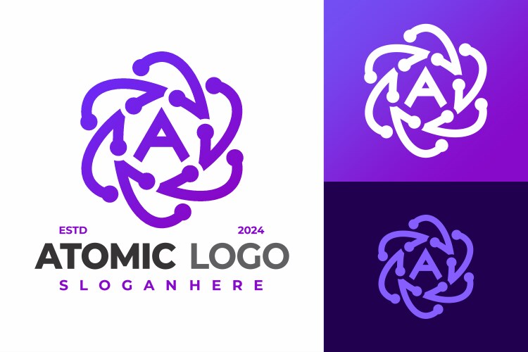 Atom galaxy logo design template Royalty Free Vector Image