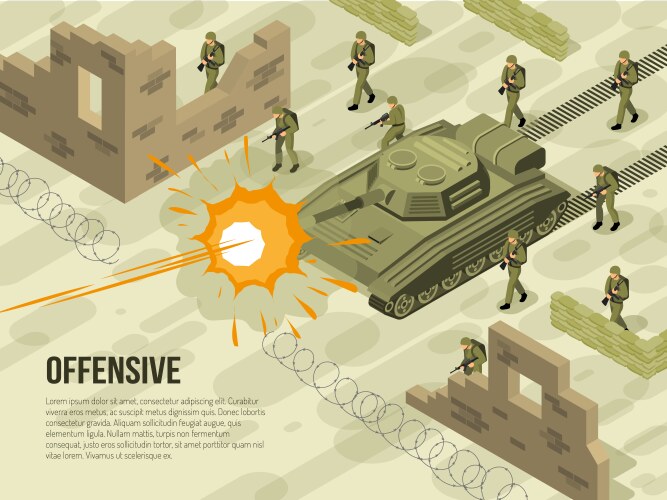 Isometric military base flowchart Royalty Free Vector Image