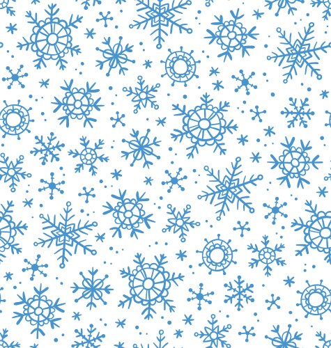 Winter pattern with various falling snowflakes Vector Image