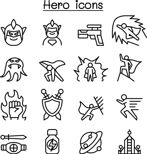 Hero icon set Royalty Free Vector Image - VectorStock