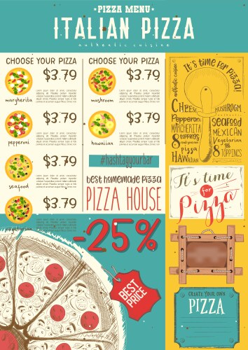 Italian pizza menu template Royalty Free Vector Image