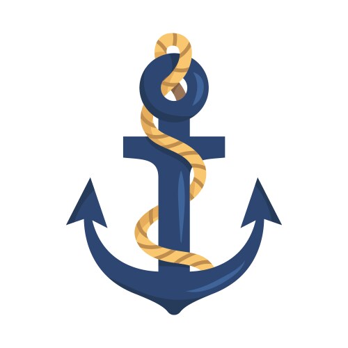 Gold anchor with rope isolated on a white Vector Image