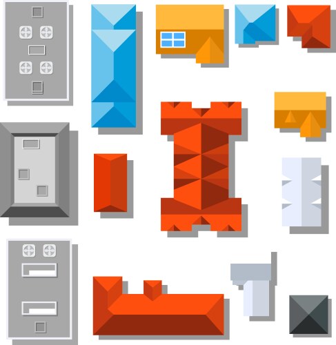 Kitchen equipment refrigerators top view set 6 Vector Image