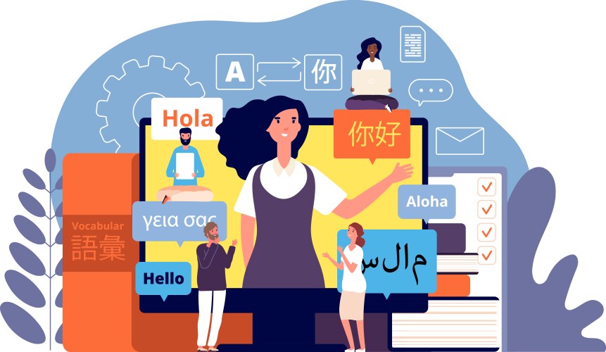 Multi language translator smartphone chat app Vector Image