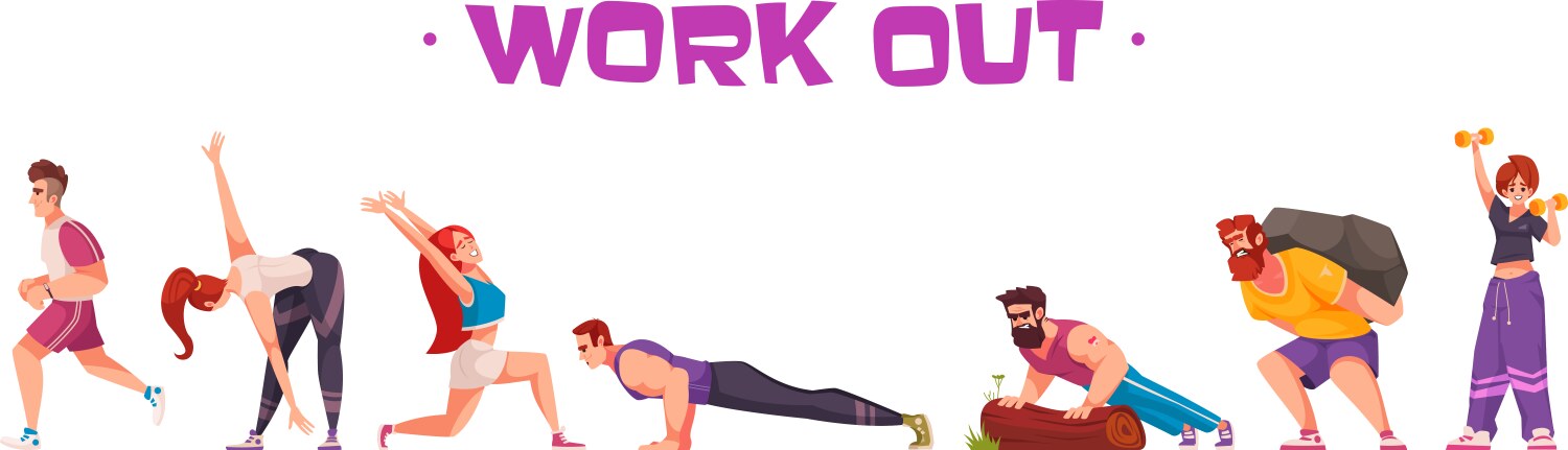 Cartoon workout concept Royalty Free Vector Image