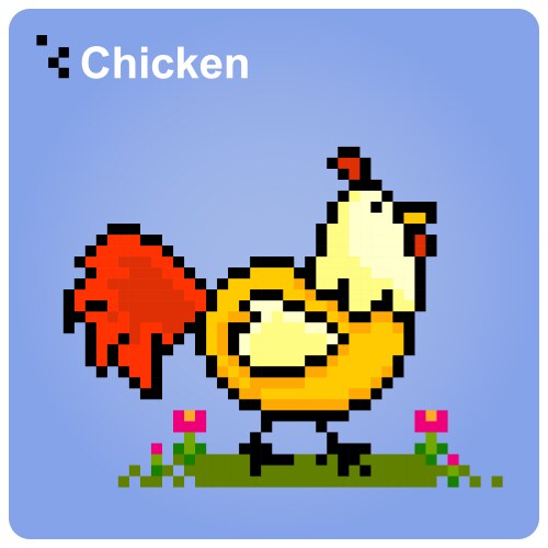 Chicken pixel art cute animal for game assets Vector Image