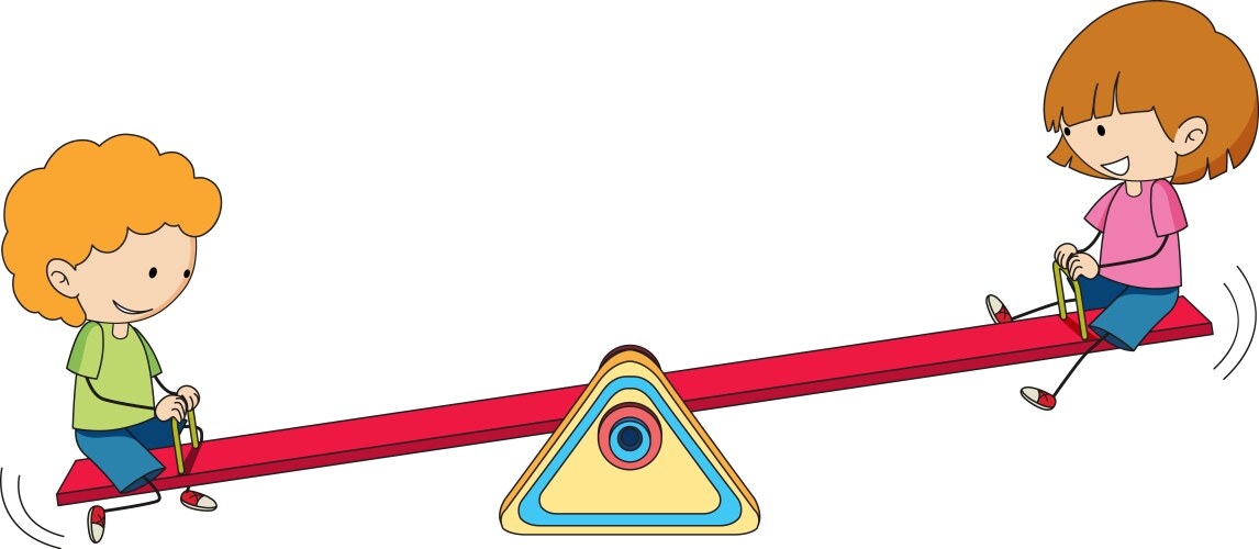 Cartoon kids see saw Royalty Free Vector Image