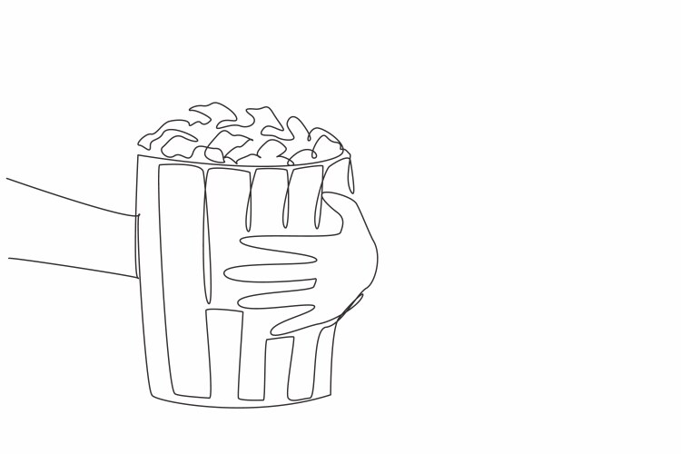 National popcorn day one continuous line drawing Vector Image