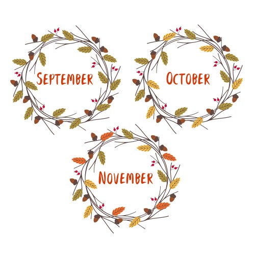 Set of isolated autumn frames Royalty Free Vector Image