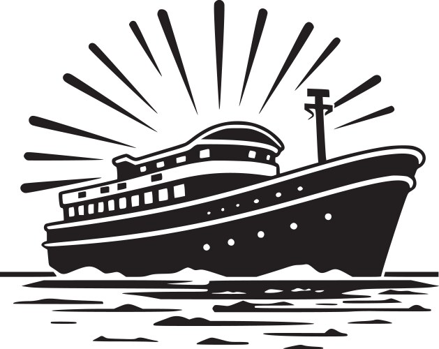 Cartoon boat a water Royalty Free Vector Image