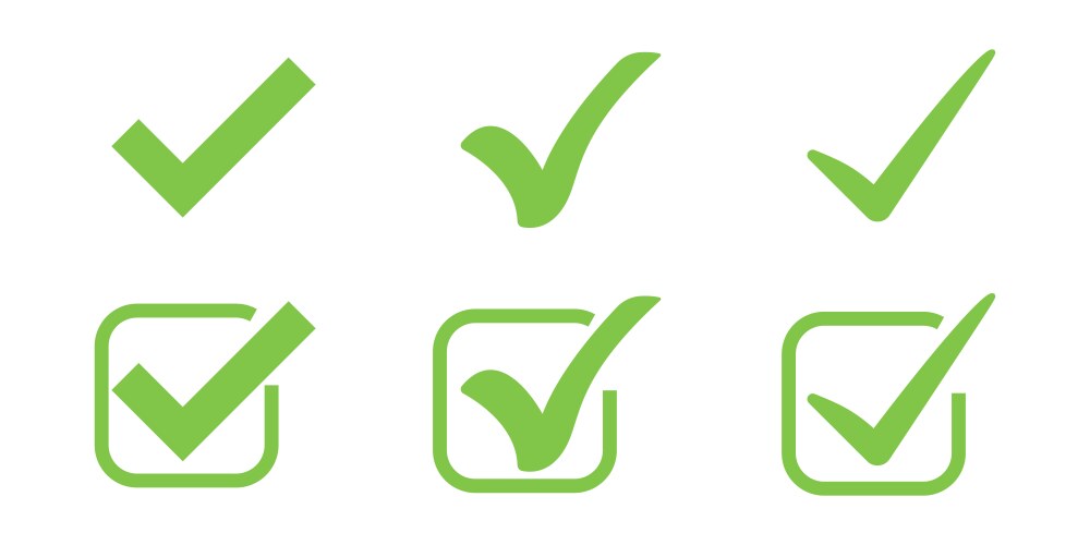 Six Green Checkmarks in Boxes – Royalty-Free Vector | VectorStock