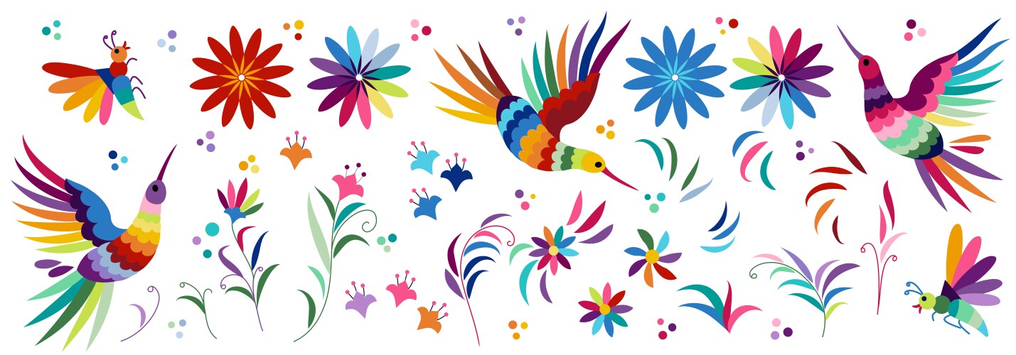 Mexican Otomi Embroidery Art Royalty Free Vector Image