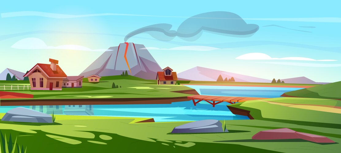 Bromo Volcano Landscape, Indonesia Royalty Free Vector Image