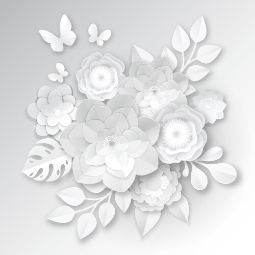 Flowers and floral elements cut from paper Vector Image