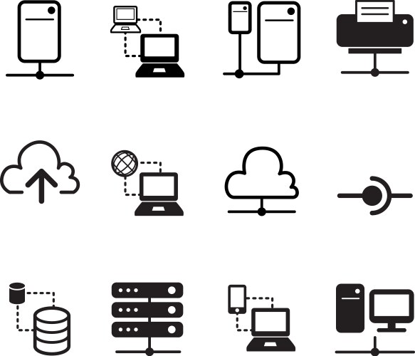 Big data cloud computing icons Royalty Free Vector Image
