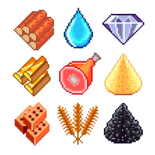 Pixel windows for games icons set Royalty Free Vector Image