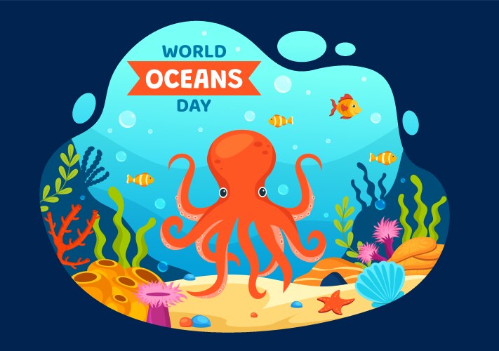 World oceans day to help protect and conserve Vector Image