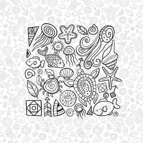 Hand drawn beach and travel doodles Royalty Free Vector