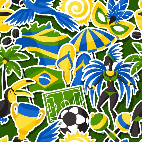 Sketch brazil seamless pattern Royalty Free Vector Image