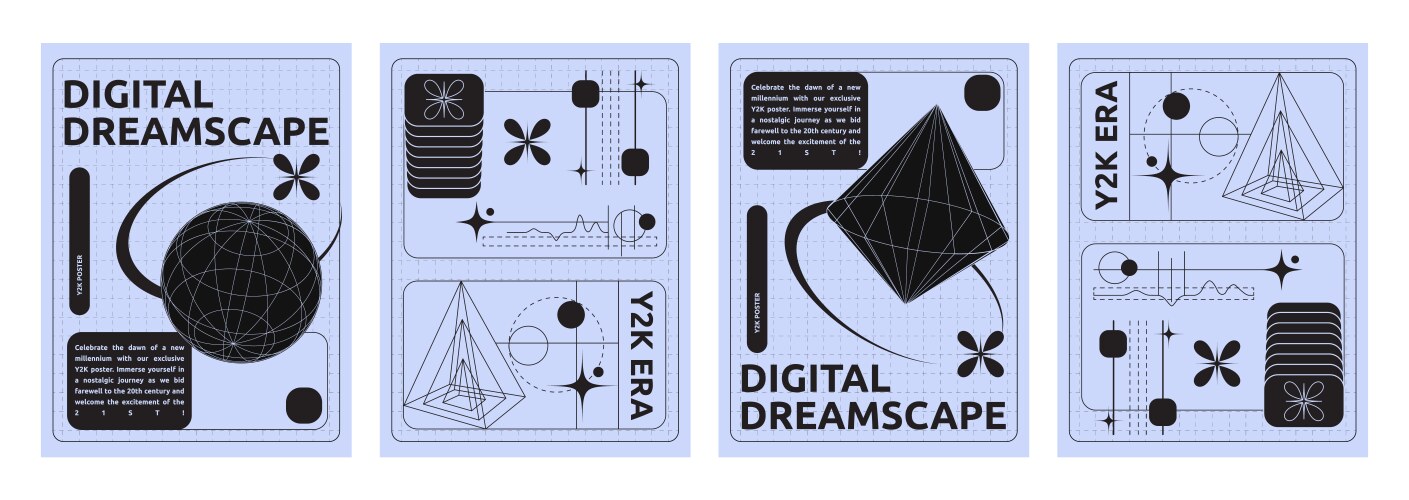 Poster design layout in y2k aesthetic Royalty Free Vector