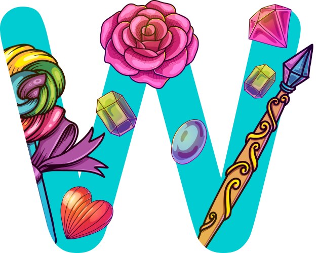 Cute magic letter m Royalty Free Vector Image - VectorStock