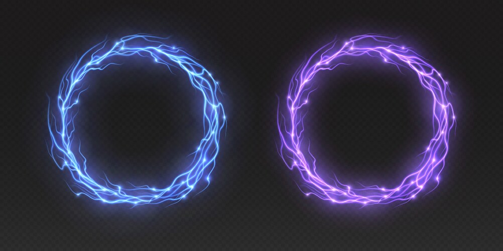 Lightning frames blue electric borders set Vector Image