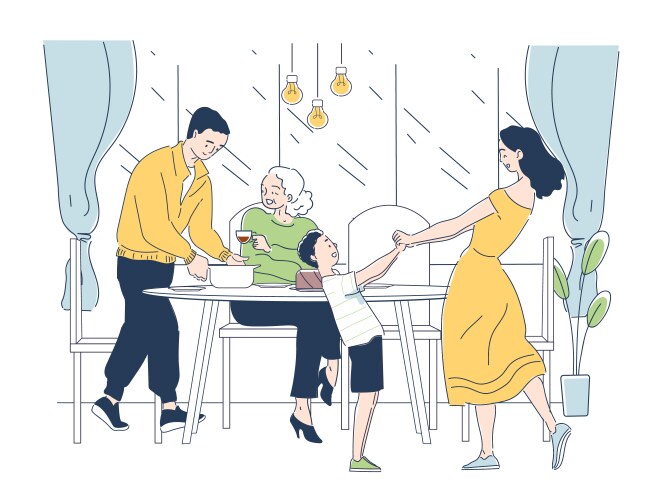 Kids Eat Dinner Vector Images (over 9,600)