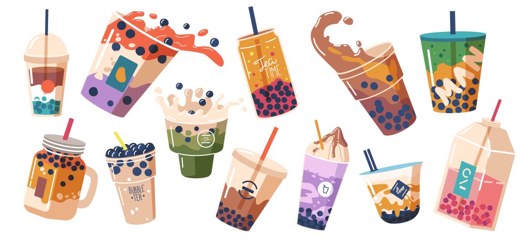 Boba tea healthy refresh bubble milk drink Vector Image