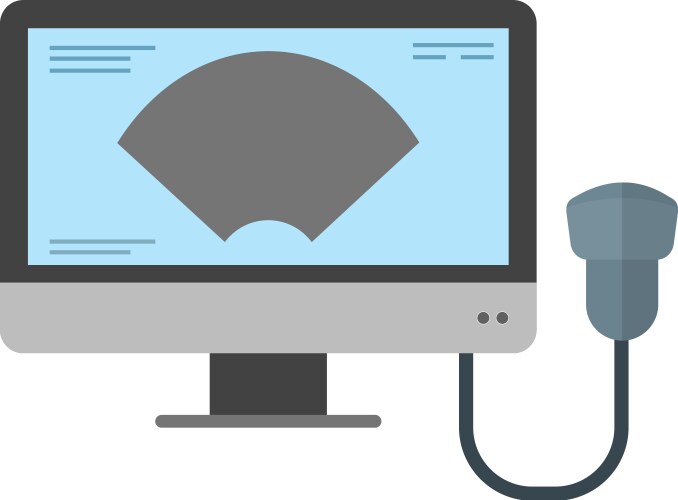 Medical ultrasonic diagnostic machine with embryo Vector Image