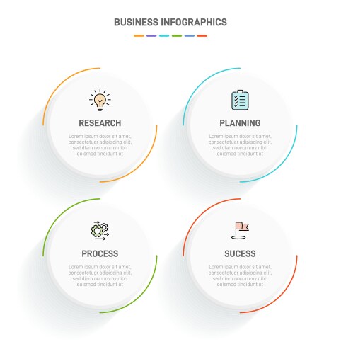 4 clean infographic design shaped elements Vector Image