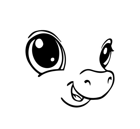 Animal face outline drawing cute cat Royalty Free Vector