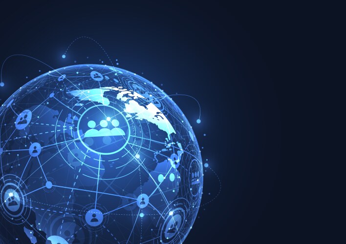 Global network connection world map point Vector Image