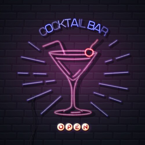 Cocktail bar neon logo Royalty Free Vector Image