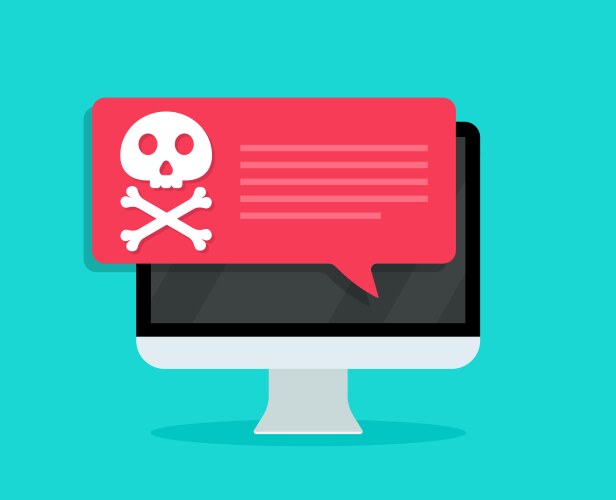 Red email virus computer screen piracy Royalty Free Vector