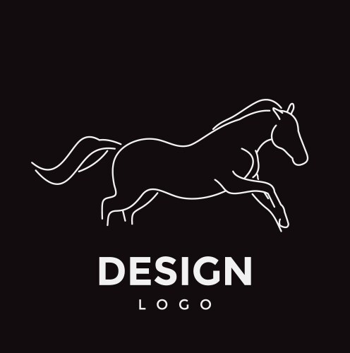 White single line horse logo Royalty Free Vector Image