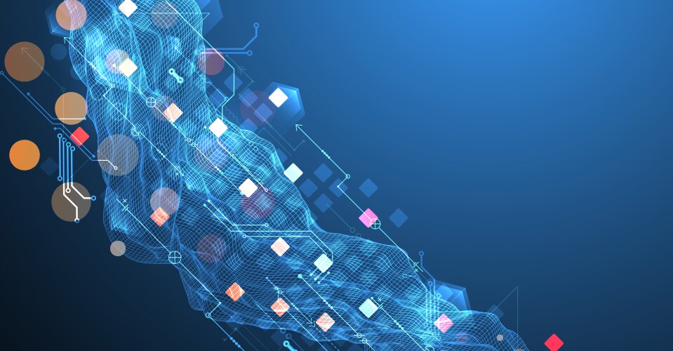 Wireframe big data concept abstract digital Vector Image